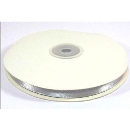 Full 50m Roll of 10mm Silver Satin Ribbon - Permabloom