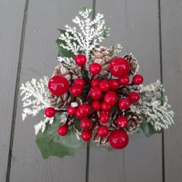 Artificial 16cm Red Berry and Cone Pick - Permabloom