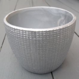 10cm Sparkly Silver Ceramic Pot - Permabloom
