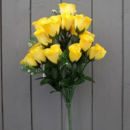 Artificial Yellow Roses - 18 Head Rose Bush - Permabloom